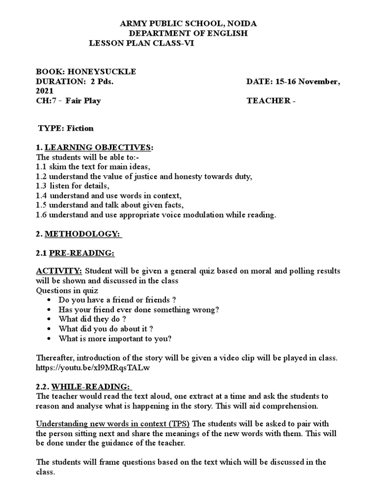 Fair Play - LP | PDF | Lesson Plan | Communication