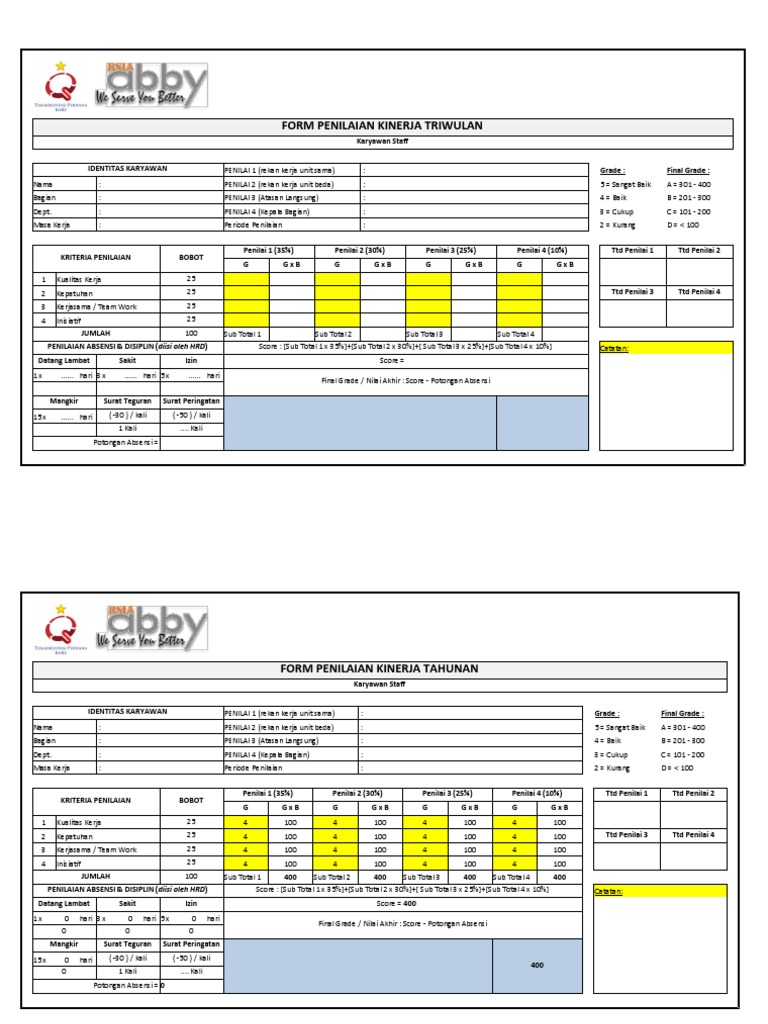 Form Penilaian Karyawan | PDF