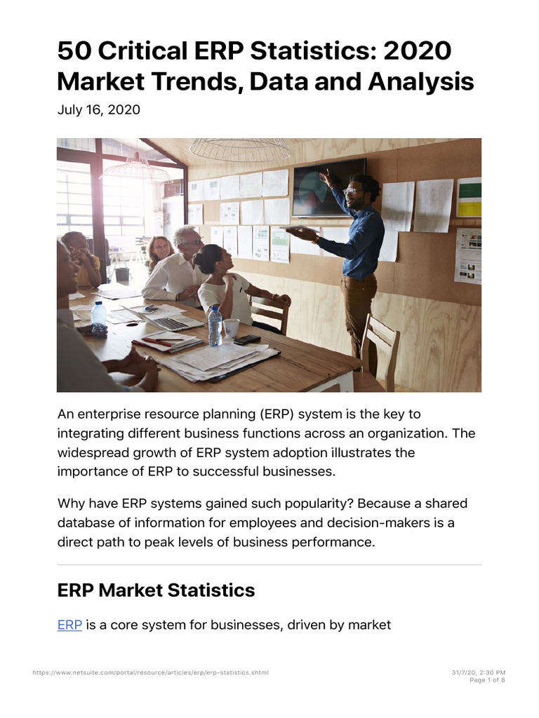 50 Critical ERP Statistics - 2020 Market Trends Data and Analysis | PDF ...