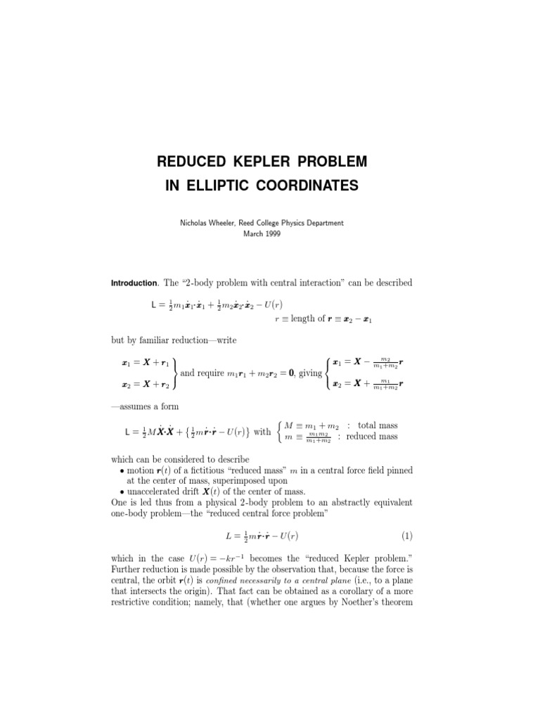 Elliptical Kepler Pdf Ellipse Cartesian Coordinate System
