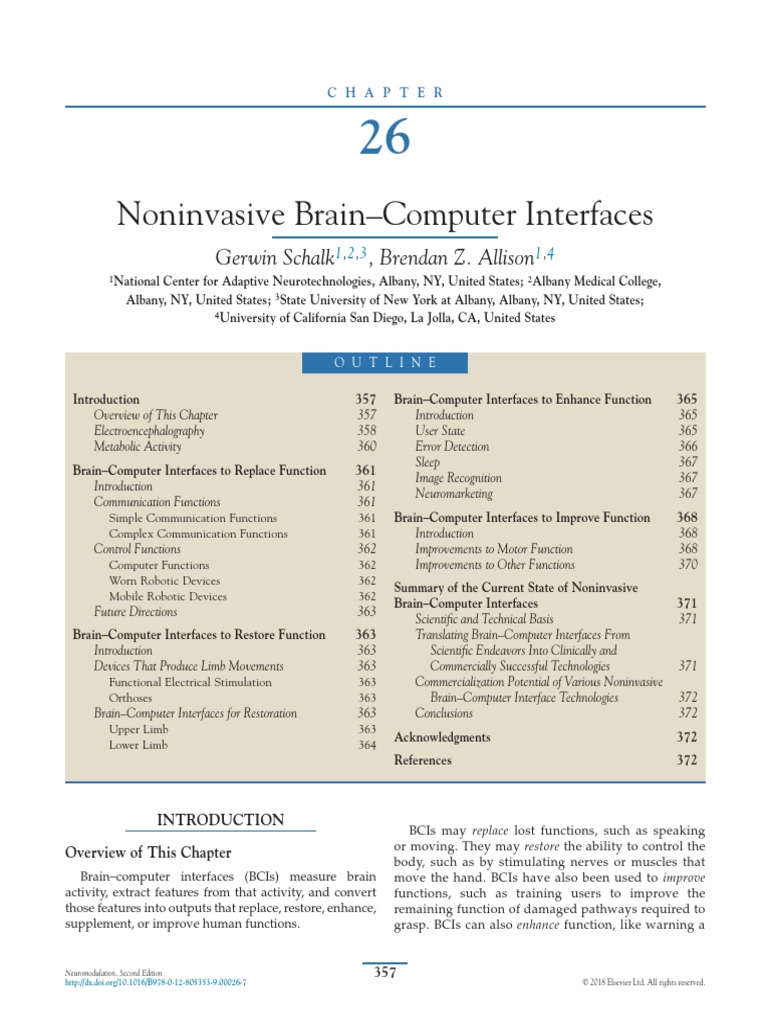 Noninvasive Brain-Computer Interfaces: Gerwin Schalk, Brendan Z. Allison | PDF | Event Related ...