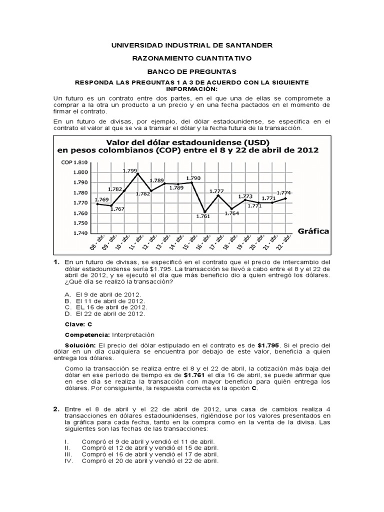 Consolidado Banco de Preguntas Razonamiento Cuantitativo | PDF | Pi ...