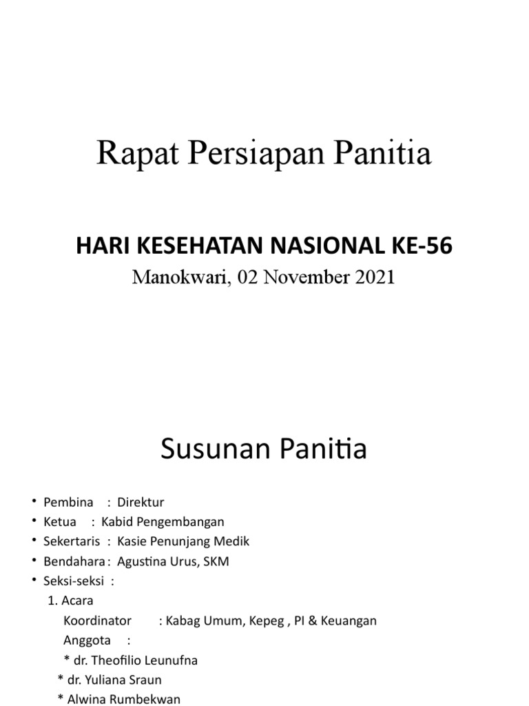 Rapat Persiapan Panitia Ke-1 | PDF