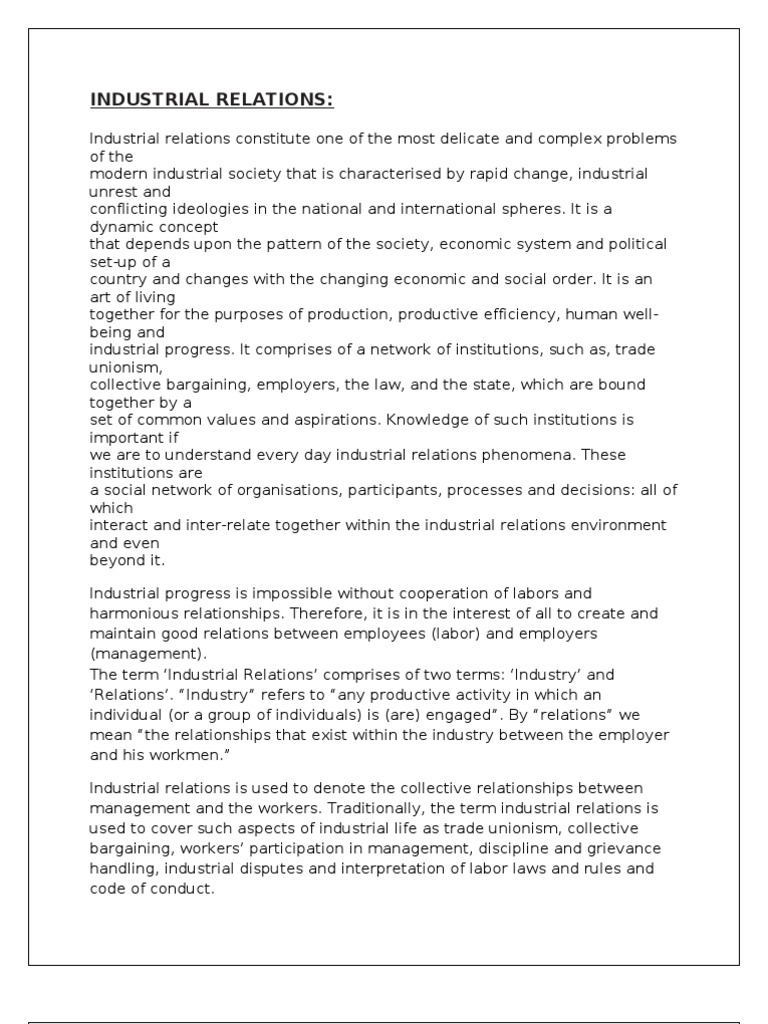 Understanding Industrial Relations Dynamics | PDF | Trade Union ...