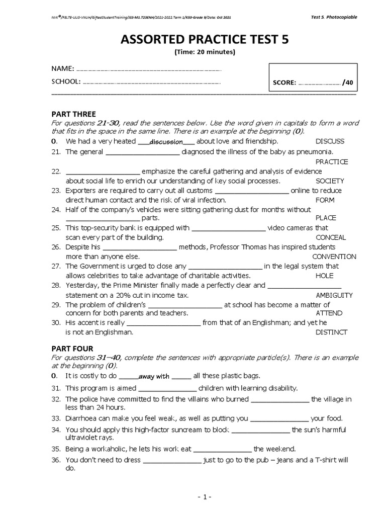 JSS. Module 1. Test 23EN - nonmCQs | PDF
