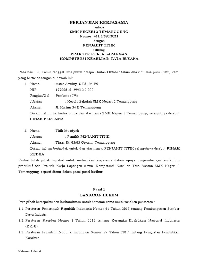 Mou TB - Penjahit Titik | PDF