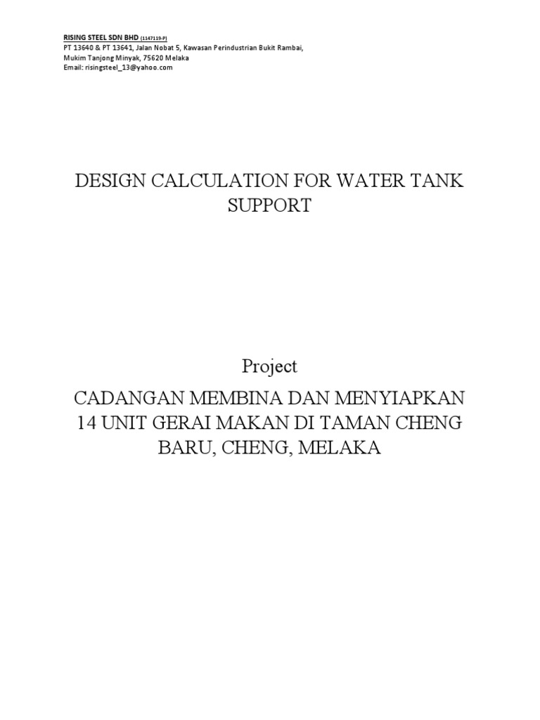 Design Calculation For Water Tank Support | PDF | Science & Mathematics ...