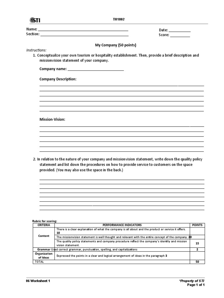 06 Worksheet 1 | PDF