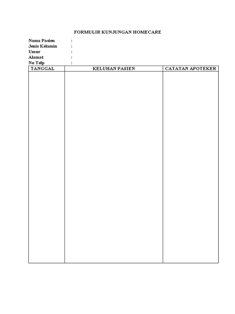 Formulir Kunjungan Homecare | PDF