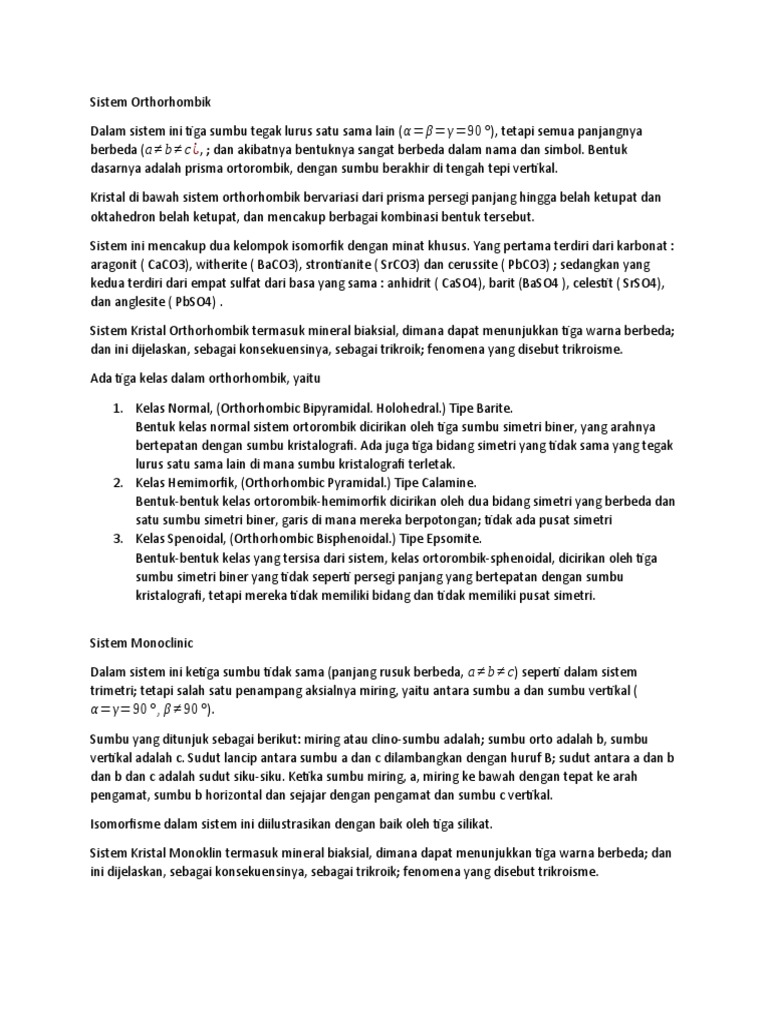 Sistem Orthorhombik, Monoklin, Dan Triklin | PDF | Seni | Sains ...