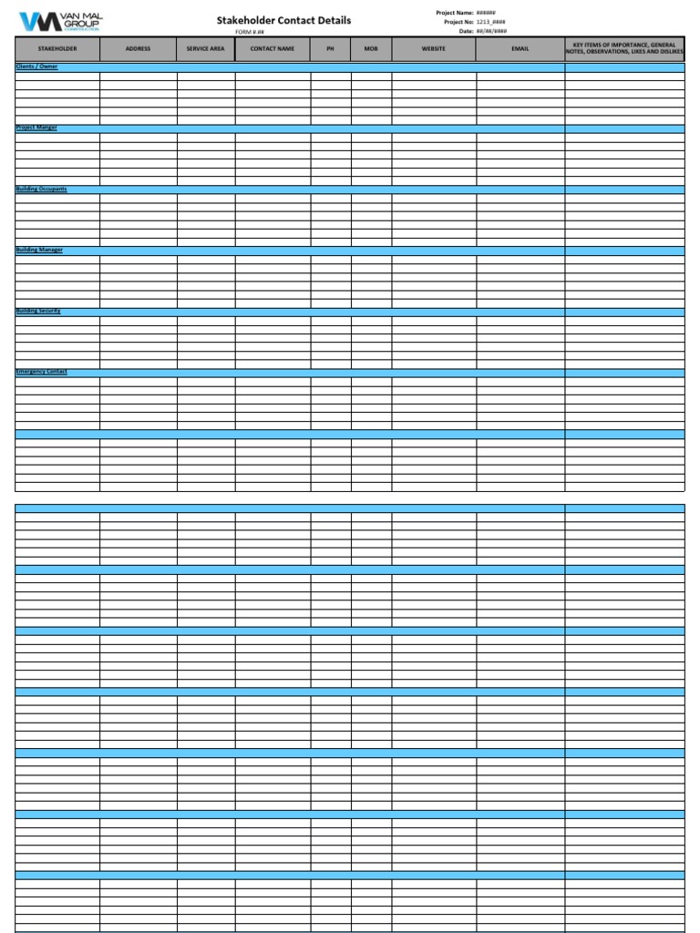 Stakeholder Contact Information Sheet | PDF