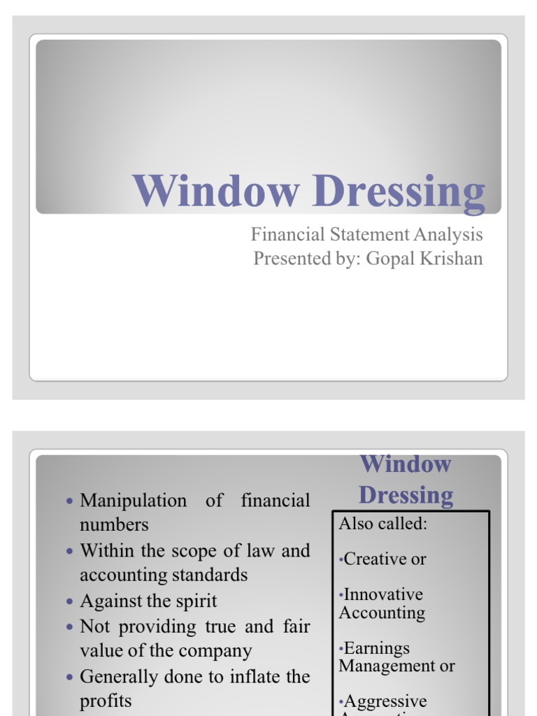 Window Dressing | PDF | Financial Economics | Corporations
