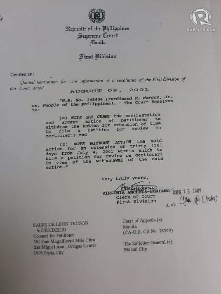 Bongbong Marcos' Tax Conviction Records | PDF