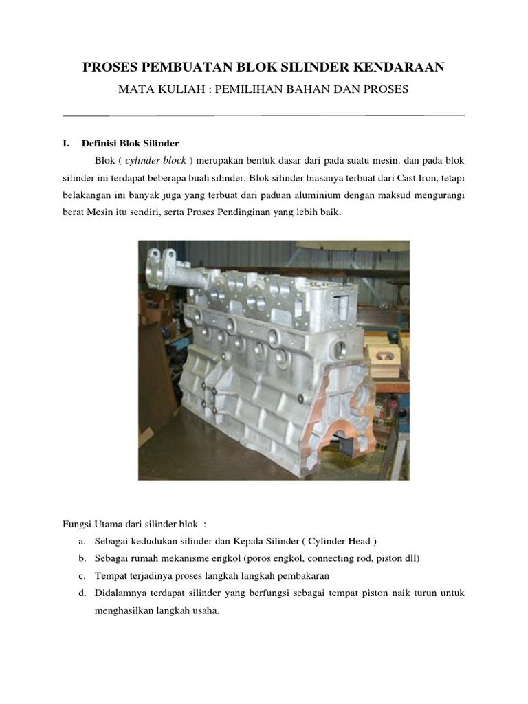 Pembuatan Blok Silinder Mesin | PDF