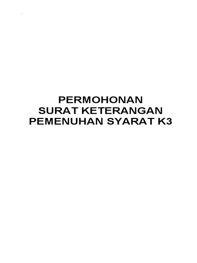 Permohonan Surat Keterangan K3 Paa | PDF