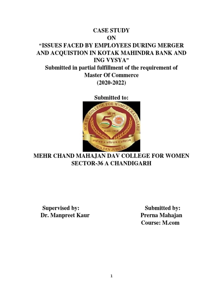 CASE STUDY ON Mergers & Acquisition | PDF | Mergers And Acquisitions ...