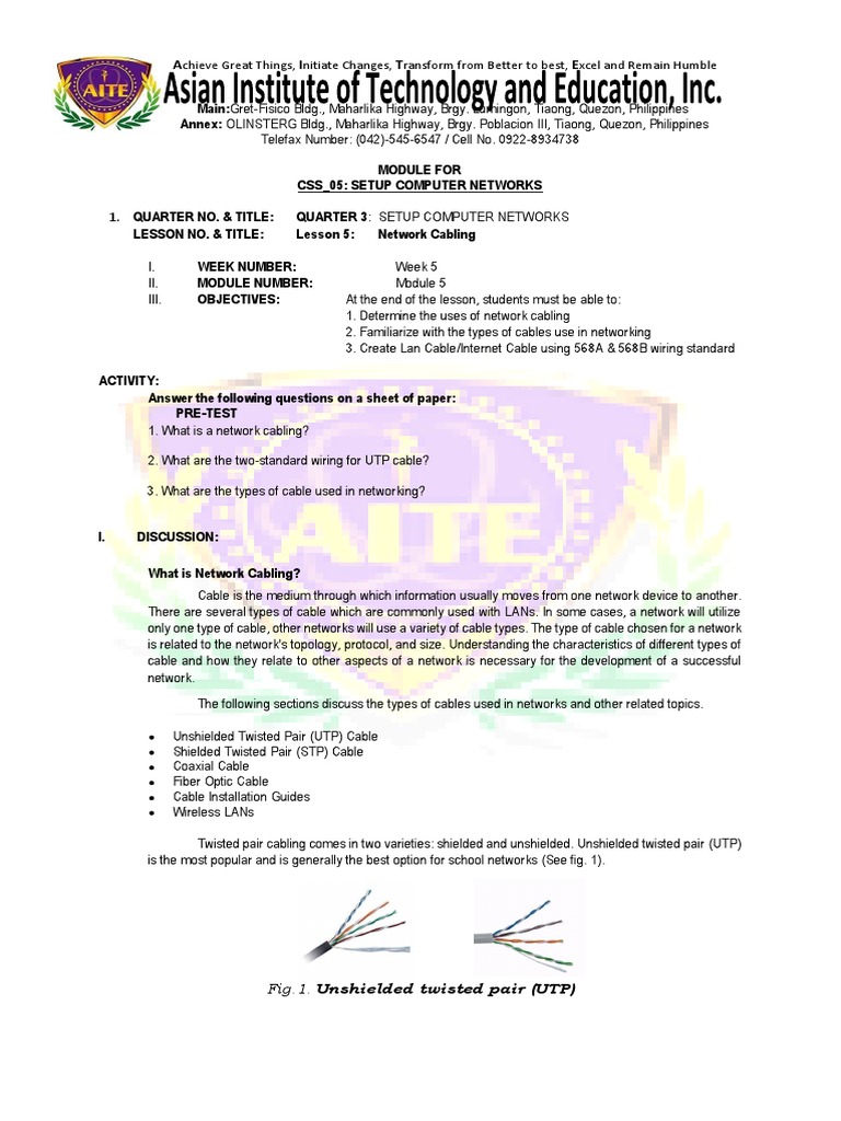 CSS - 05-Week 5 - Module 5 - Networking Cabling | PDF | Coaxial Cable ...