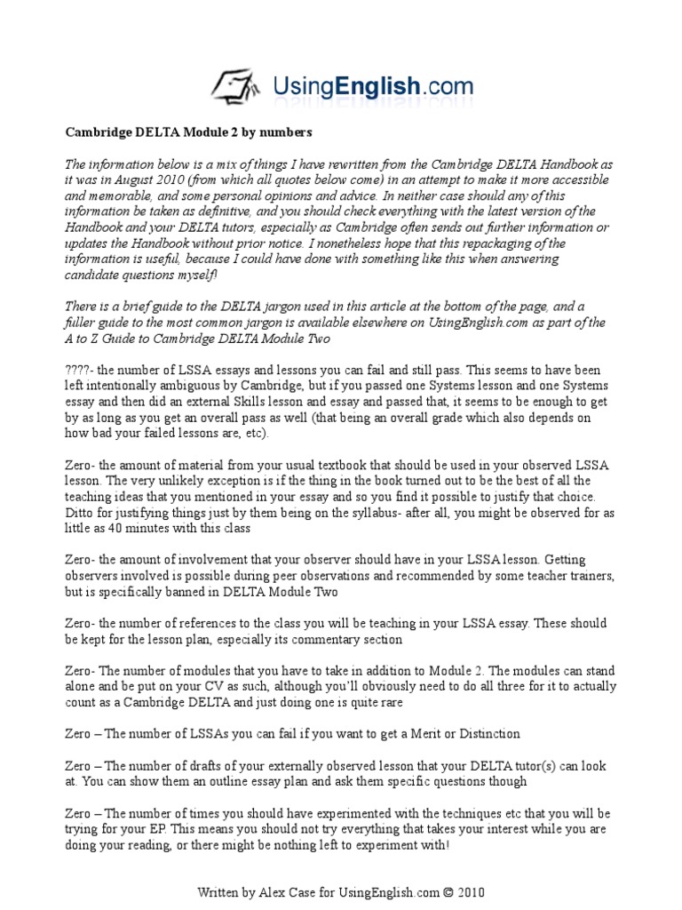 Cambridge Delta Module 2 by Numbers | PDF | Linguistics | Psychological ...