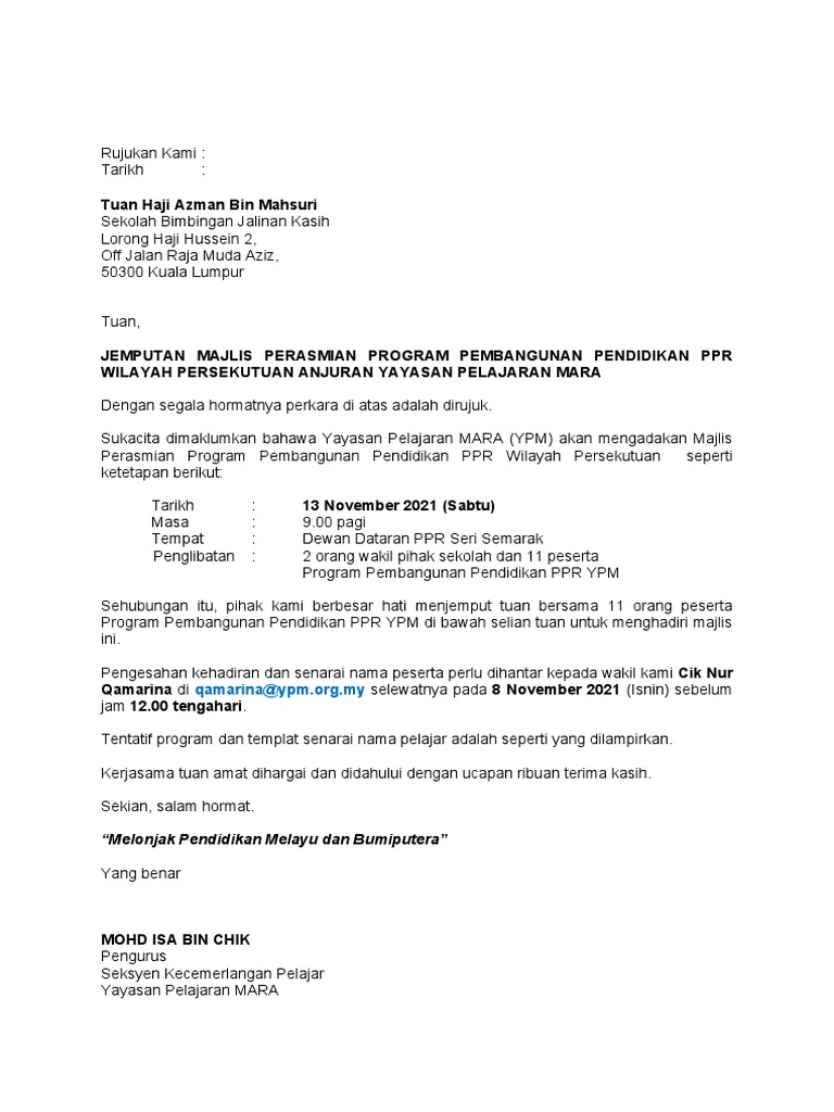 Surat Jemputan SBJK | PDF