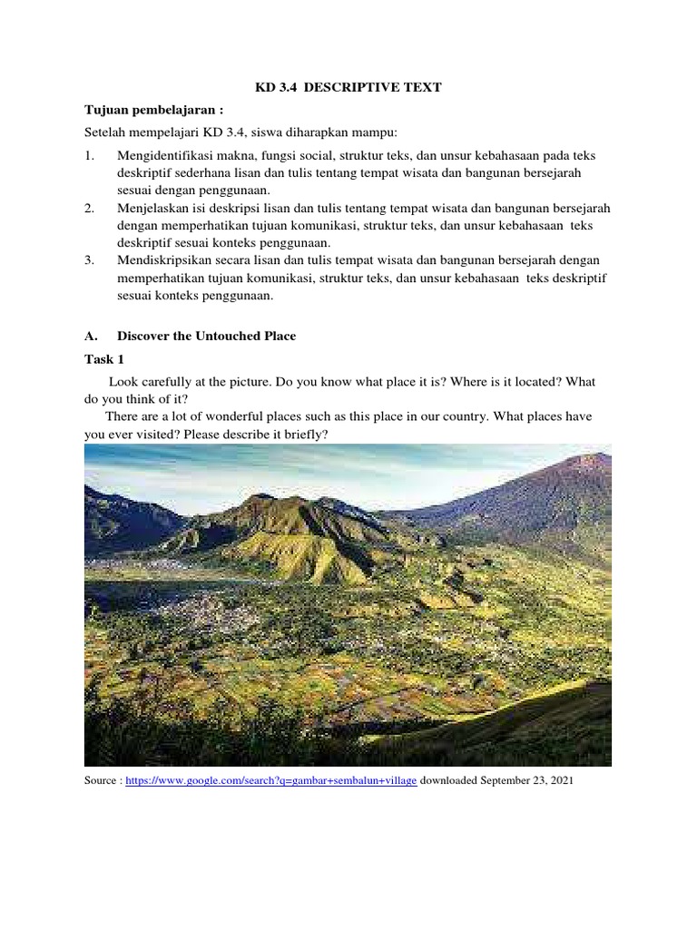 Materi Dan Latihan Soal KD 3.4 Kelas X Descriptive Text Fix | PDF | Noun | Adjective