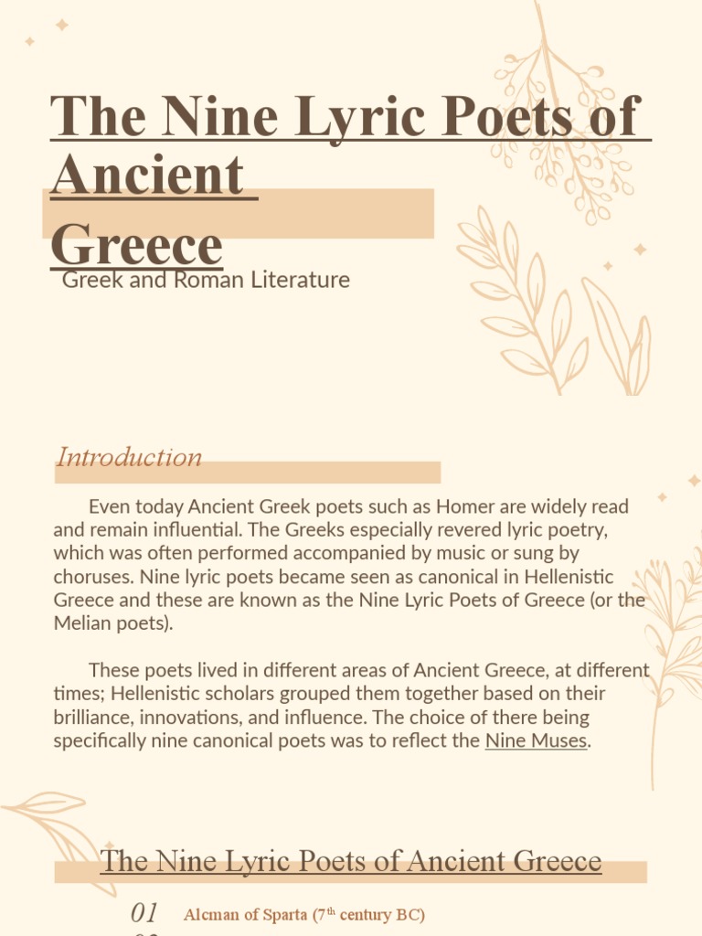 The Nine Lyric Poets of Ancient Greece: Greek and Roman Literature ...