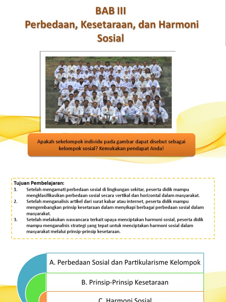 Bab 3 Perbedaan, Kesetaraan, Harmoni Sosial | PDF | Ilmu Sosial | Sains ...