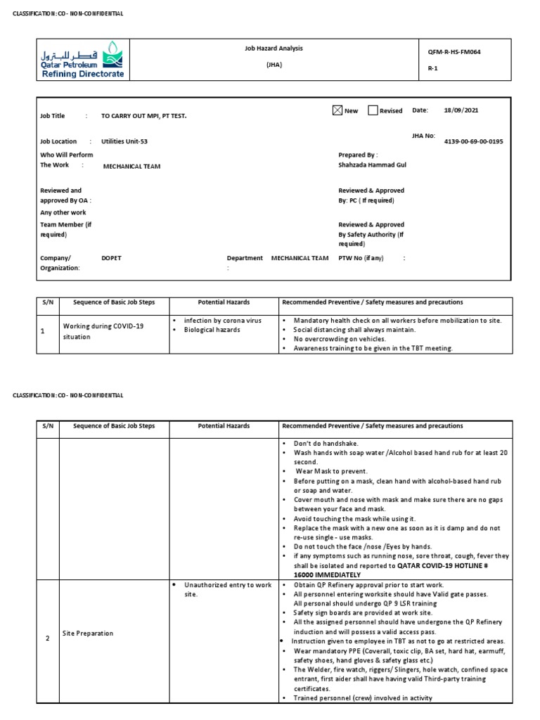 Jha-195 To Carry Out Mpi, PT Test | PDF | Personal Protective Equipment ...
