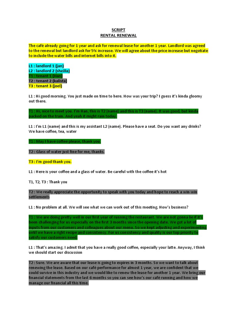 Rental Roleplay Script | PDF | Lease | Renting