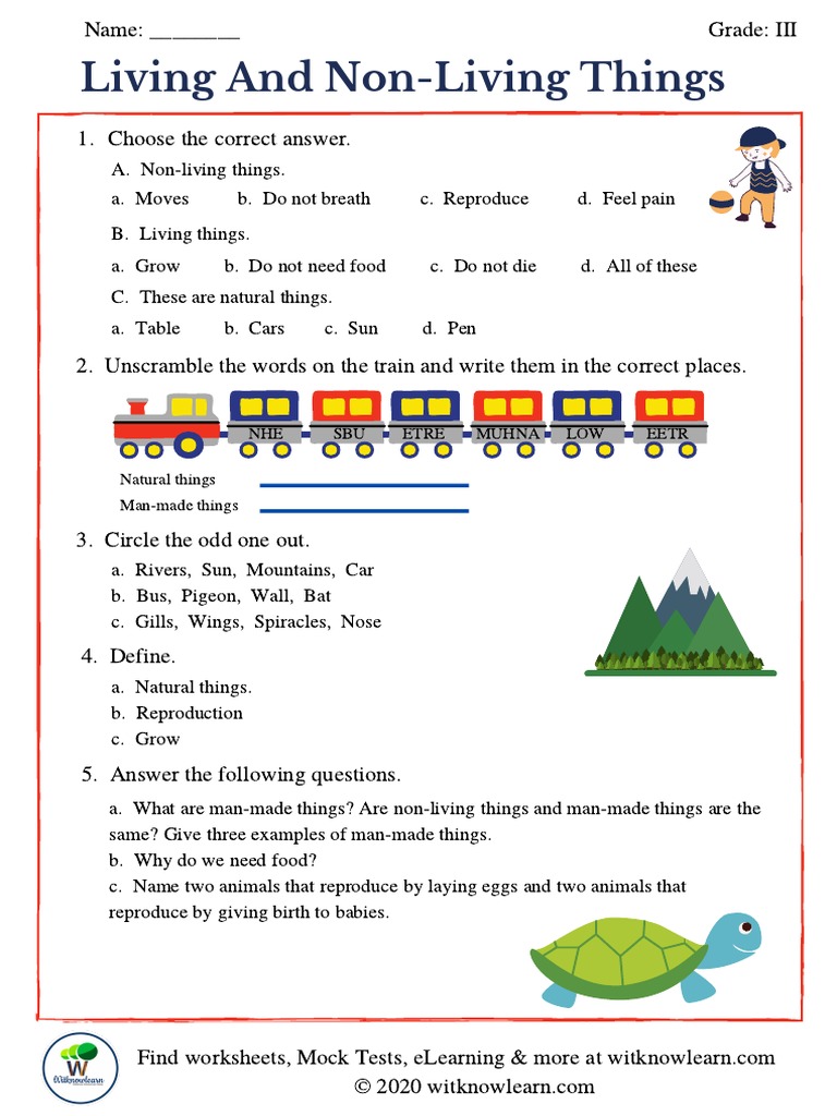 Living and Non Living Things Worksheet 0 2020 20 08 105157 | PDF