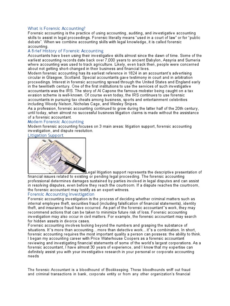 History and Evolution of Forensic Accounting | PDF | Accounting | Audit