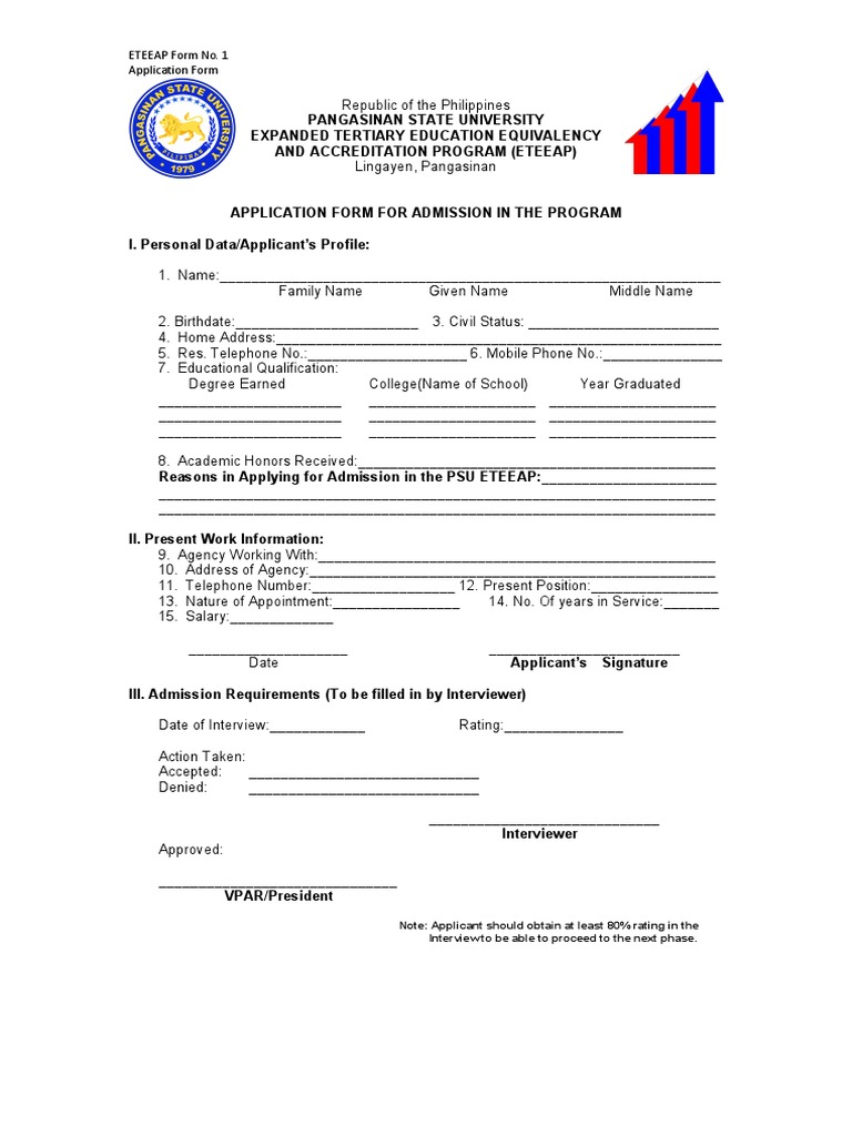 Eteeap Application Form Pangasinan State U | PDF | Career & Growth ...