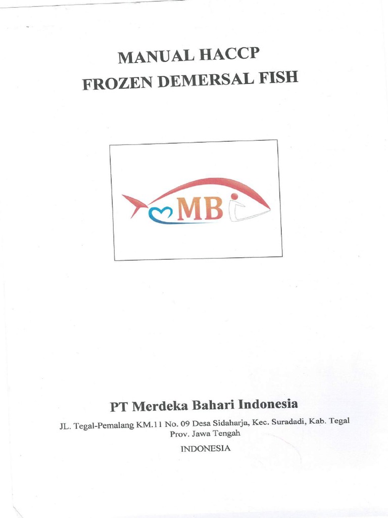 Manual Haccp Frozen Demersal Fix-Dikompresi | PDF