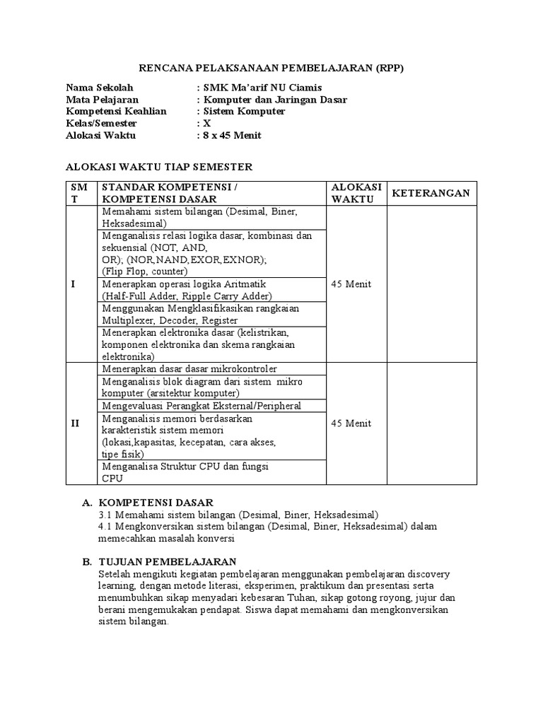 RPP X Sistem Komputer | PDF