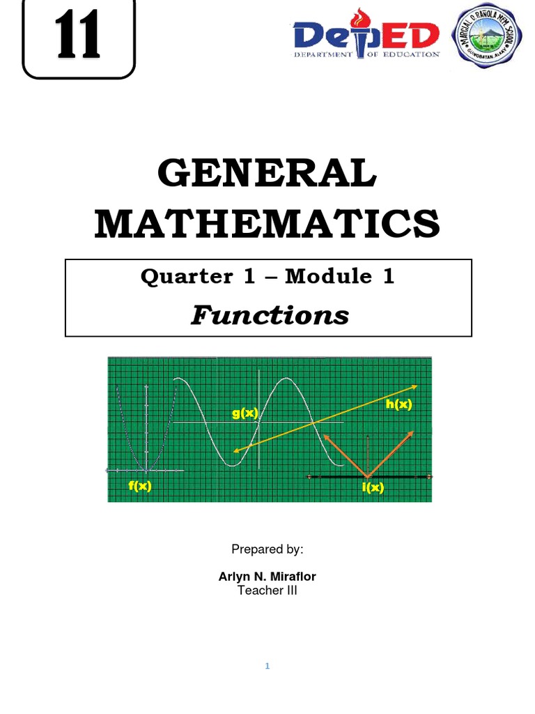 Quarter 1 Module 1 Functions | PDF | Function (Mathematics) | Division ...