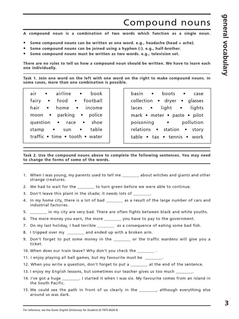 Vocabulary - Compound Noun - 1 | PDF | Grammar | Linguistics