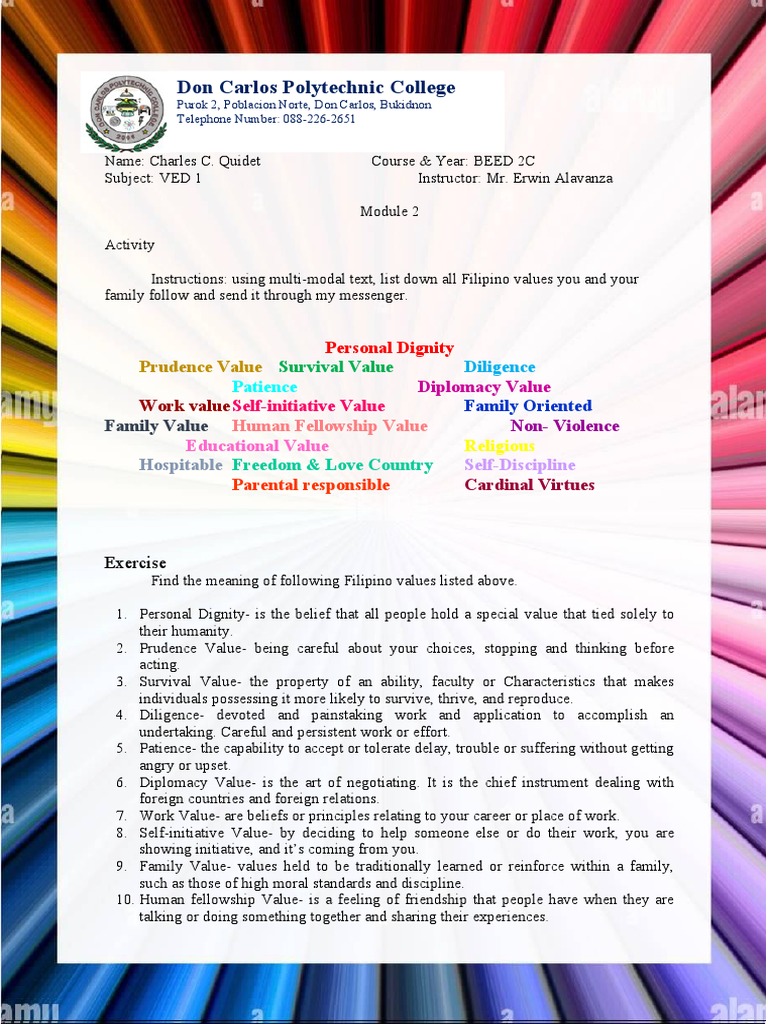 Don Carlos Polytechnic College: Prudence Value | PDF | Virtue | Value ...
