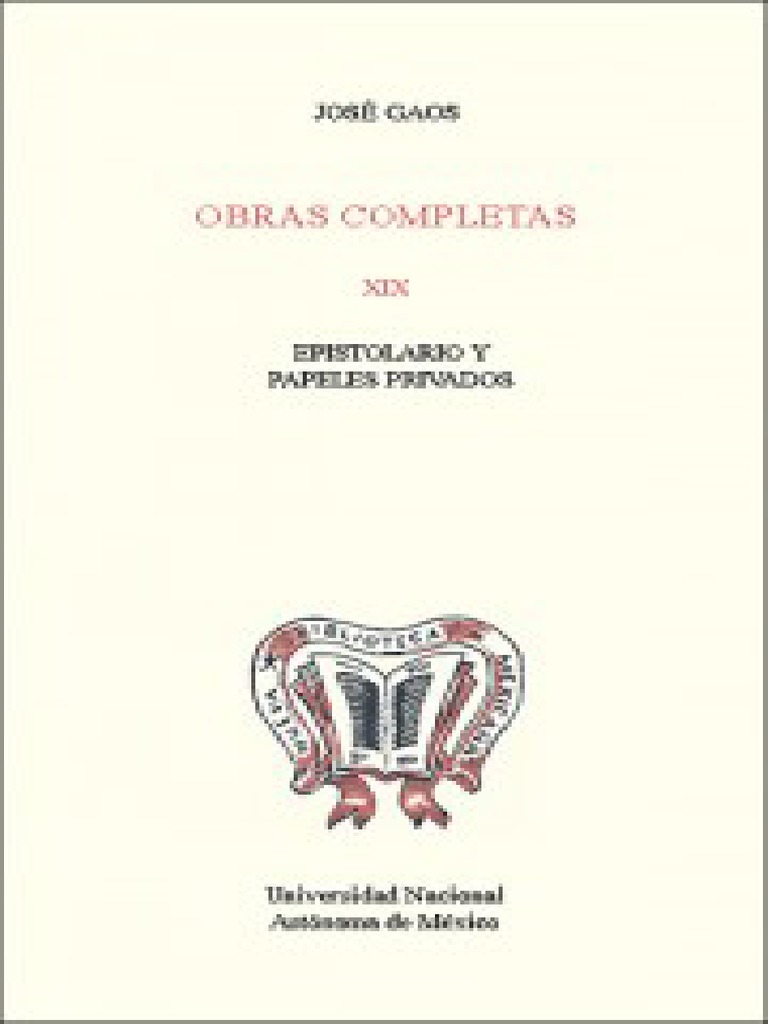 José Gaos - Obras Completas XIX Epistolario | PDF | Don Quijote | Novelas