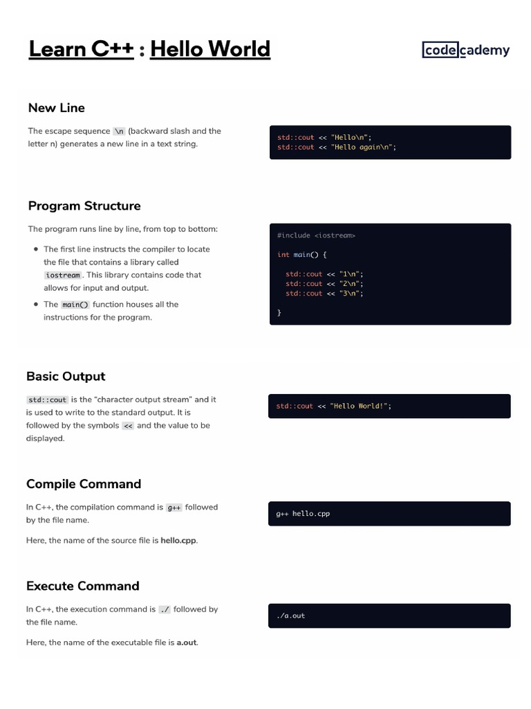 Learn CPP Hello World | PDF