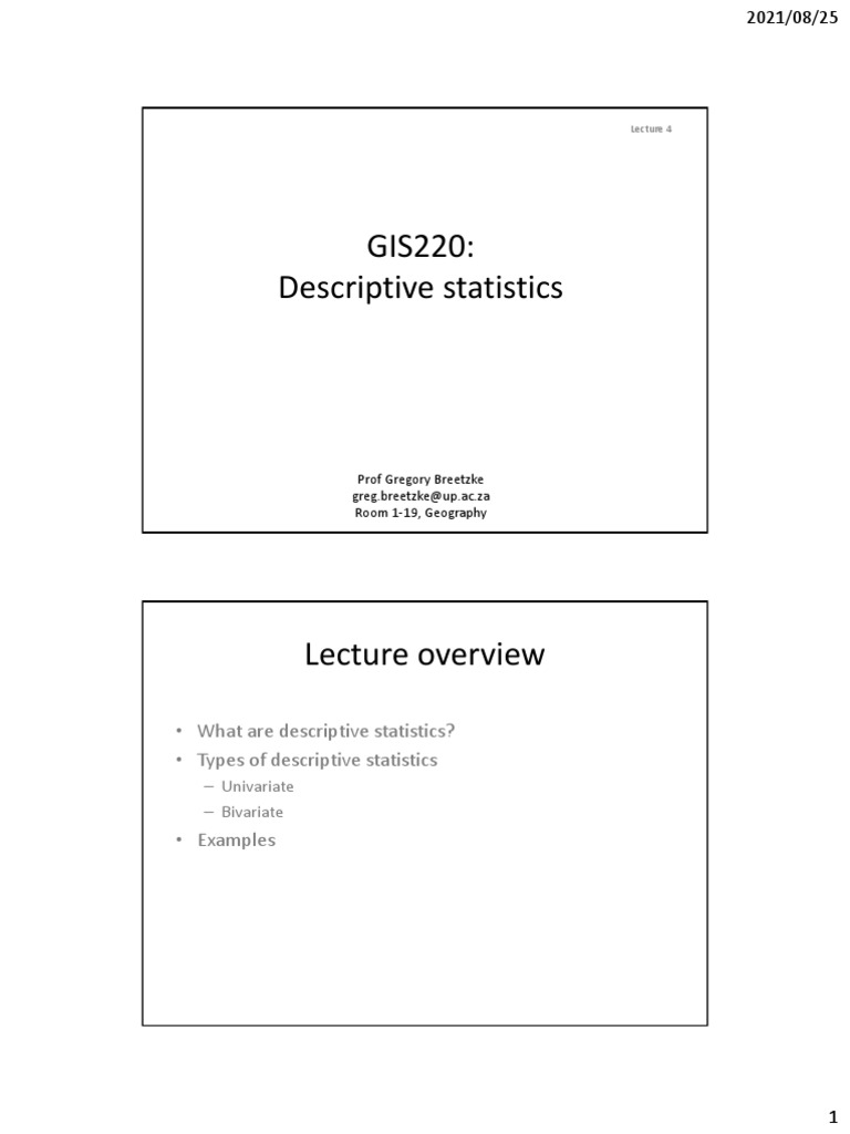 Descriptive Stats for GIS Students | PDF | Correlation And Dependence ...