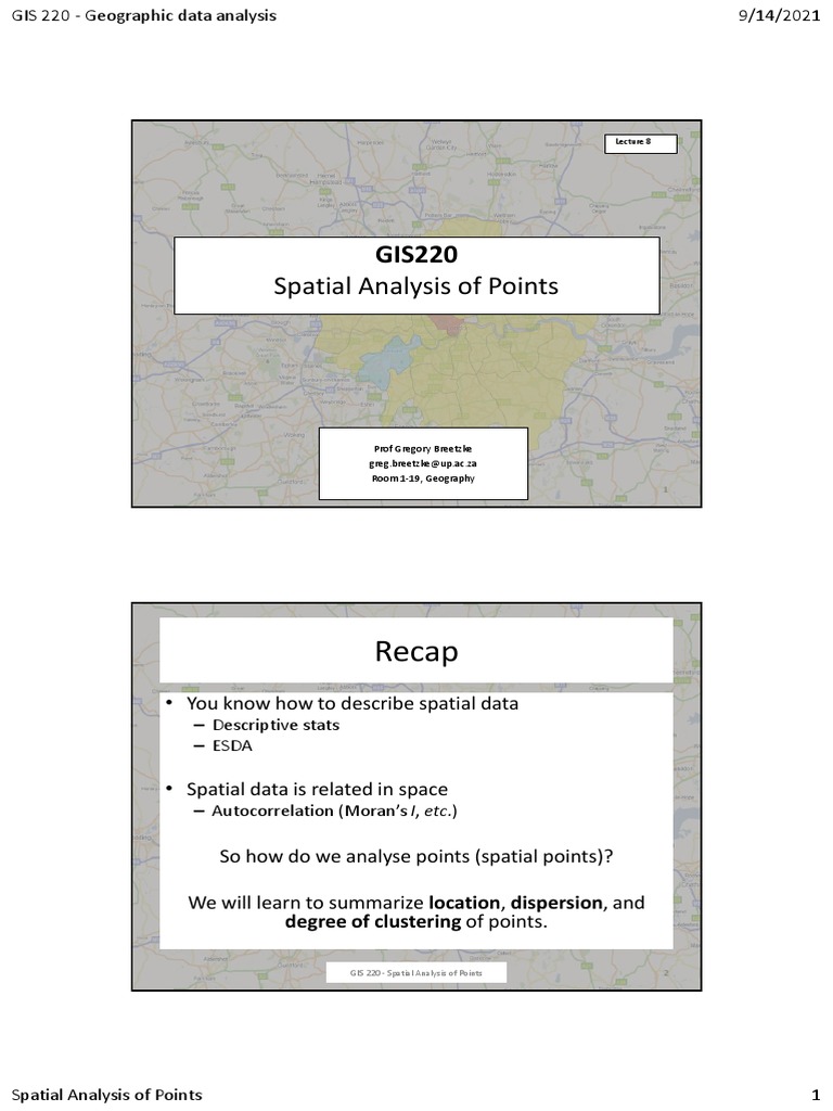 2021 - Lecture 8 - Spatial Analysis of Points - Slides | PDF | Spatial ...
