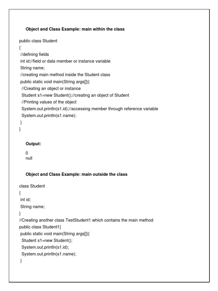 Object And Class Example Main Within The Class Descargar Gratis Pdf Class Computer
