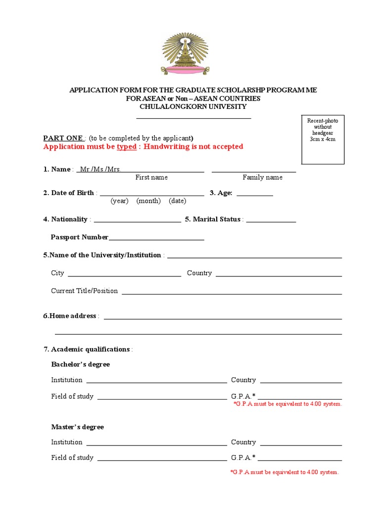Application Form - ASEAN or NON ASEAN - 2nd Semester 2021 | Download ...