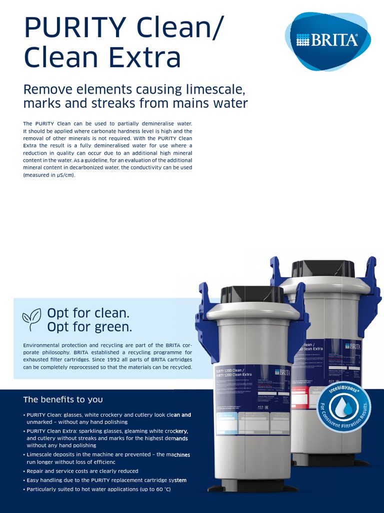 Brita Filter Purity Clean Datasheet en en | PDF | Water | Recycling