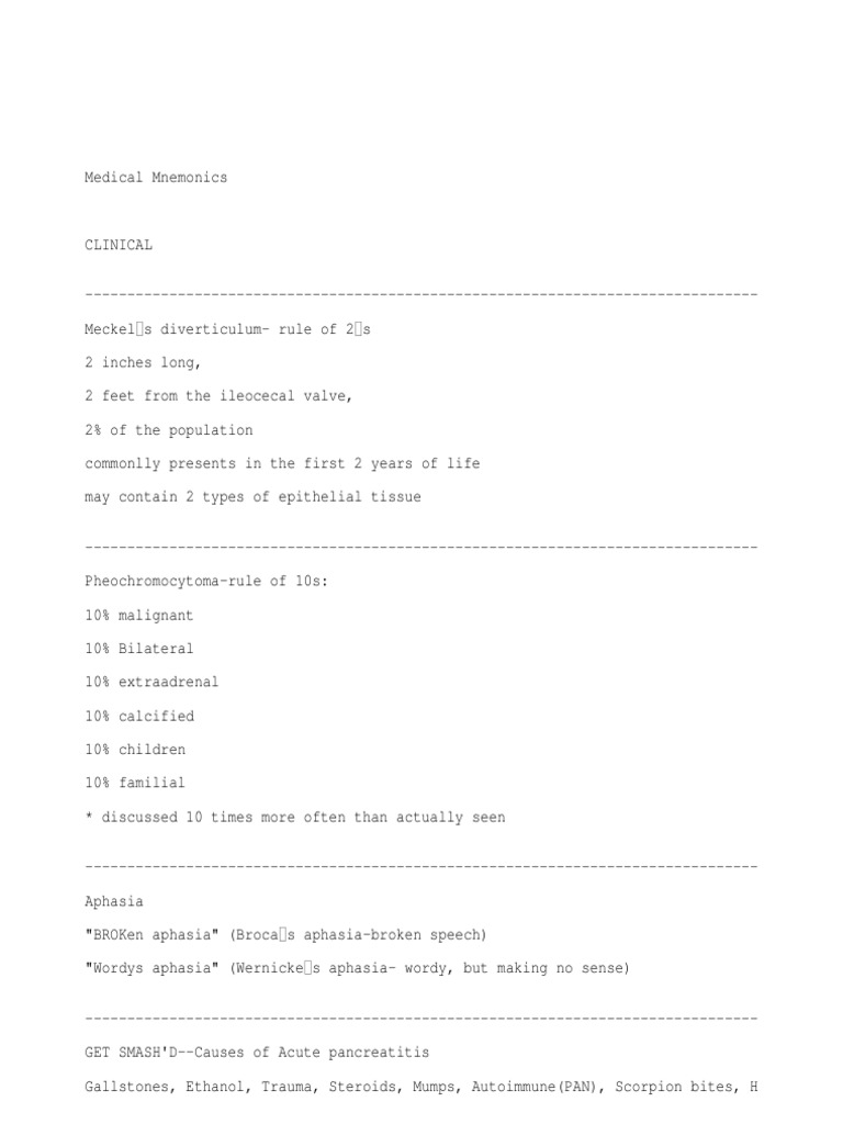 Medical Mnemonics for Clinical Practice | PDF | Arthritis | Systemic ...