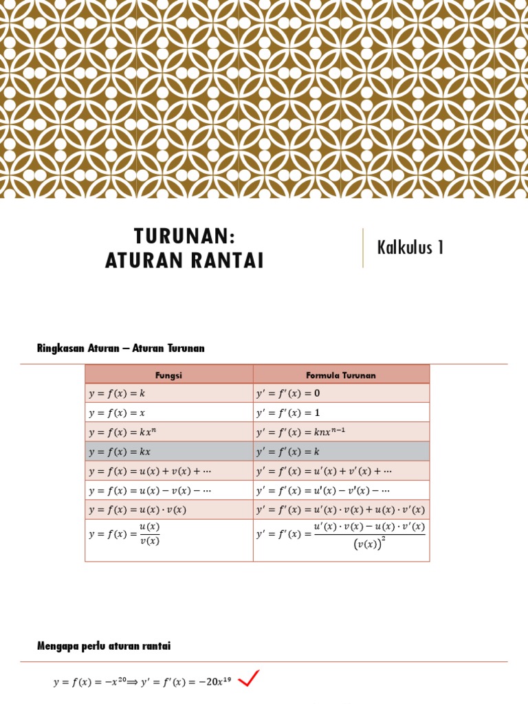 Aturan Rantai & Turunan Tinggi | PDF