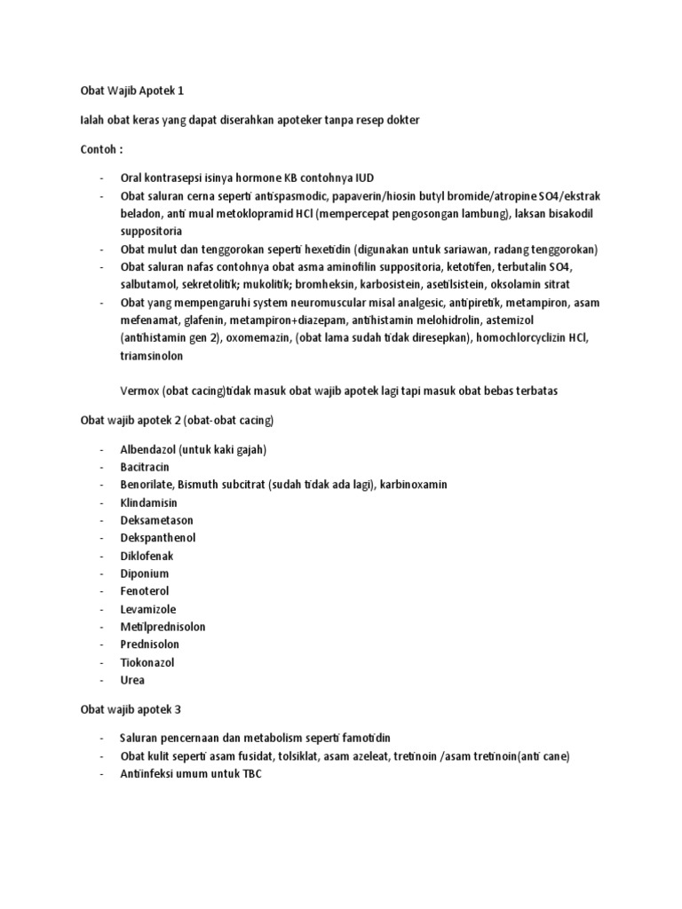 Obat Wajib Apotek 1 | PDF