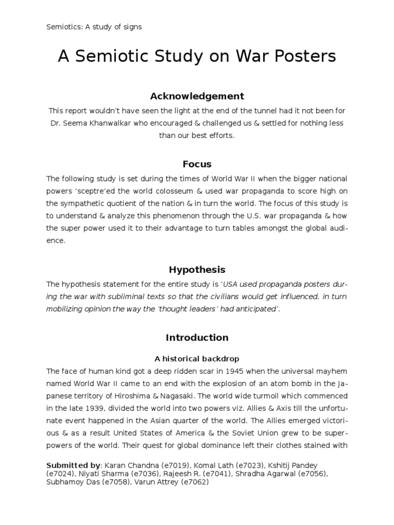 A Semiotic Study On War Posters | PDF | Symbols | Semiotics