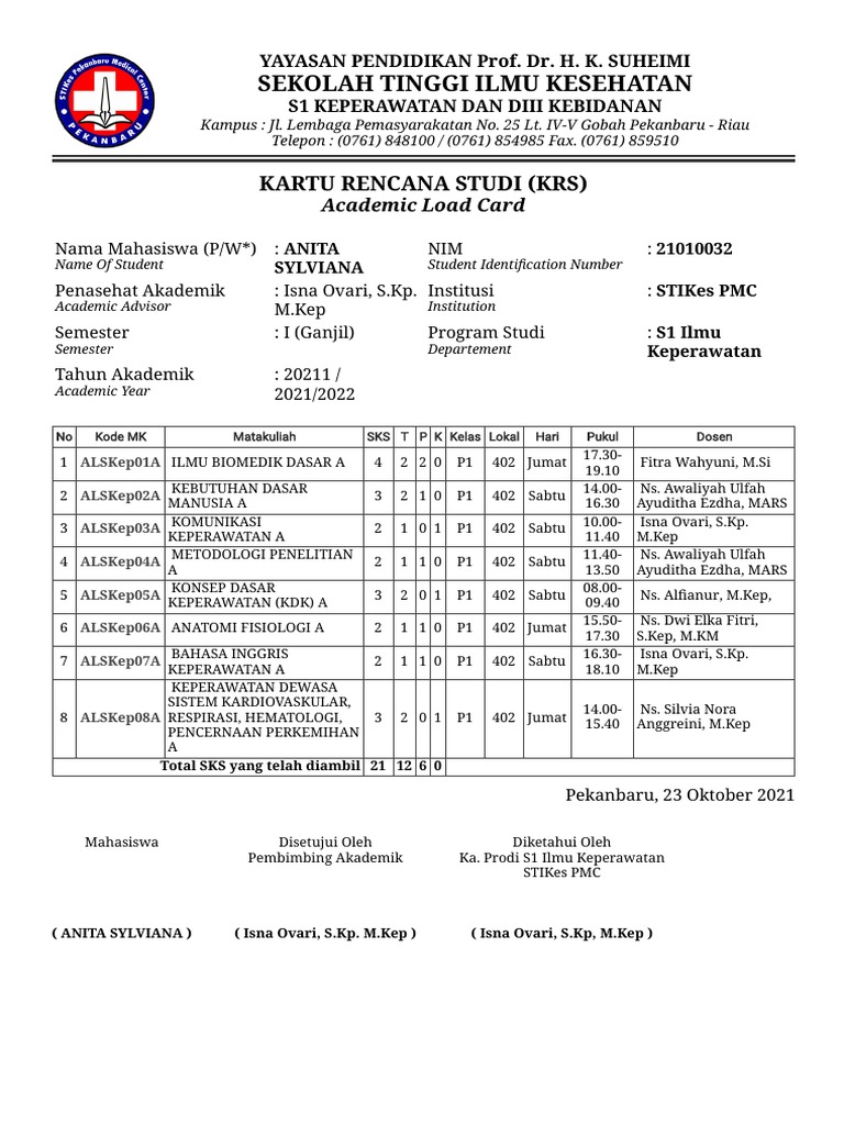 Cetak - Kartu Rencana Studi (KRS) | PDF