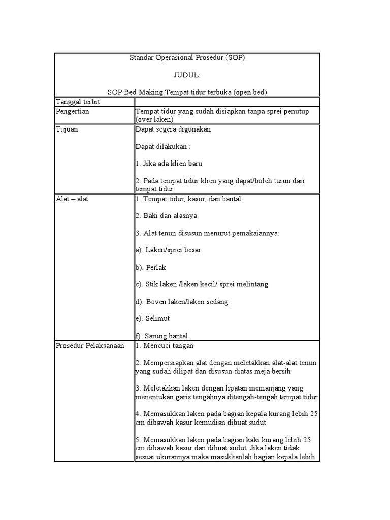 SOP Bed Making | PDF