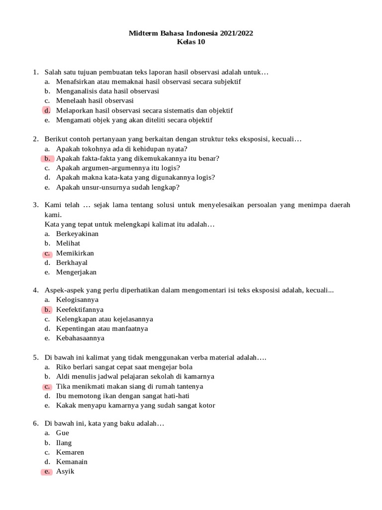 MID 1 - Grade 10 | PDF